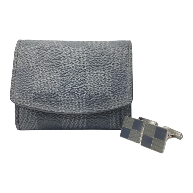 LOUIS VUITTON ルイ ヴィトン M65054 カフス カフスリンク ブトン ドゥ マンシェット ダミエ SV925 シルバー メンズ ビジネス 中古