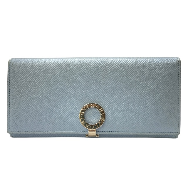 BVLGARI ブルガリ 38897 ブルガリブルガリ ロゴクリップ 長財布 二つ折り 財布 ロングウォレット サックス ライトブルー 水色