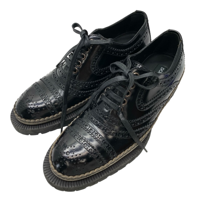 DOLCE＆GABBANA ドルチェ&ガッバーナ ドルガバ メダリオン ダービー シューズ ウイングチップ ラグソール ブラック [ 5 (約24cm)]