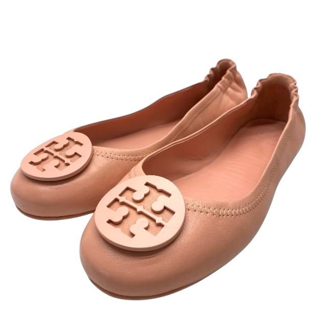 トリーバーチ 51158251 ミニートラベル バレエシューズ フラットシューズ ロゴ スエード ピンク TORY BURCH [サイズ8]