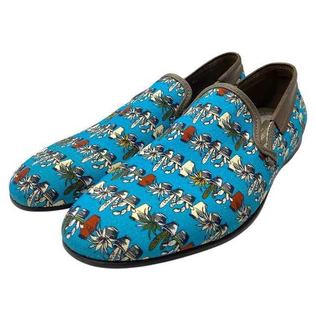 ドルチェ&ガッバーナ CA6003 ドルガバ スリッポン フラットシューズ 総柄 キャンバス ブルー DOLCE＆GABBANA[サイズ 8 1/2 (約27.5cm)]