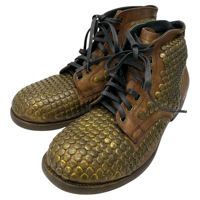 ドルチェ&ガッバーナ CA5390 ドルガバ D&G レースアップブーツ プレーントゥ スタッズ ヴィンテージ加工 DOLCE&GABBANA [サイズ7(約26cm)]