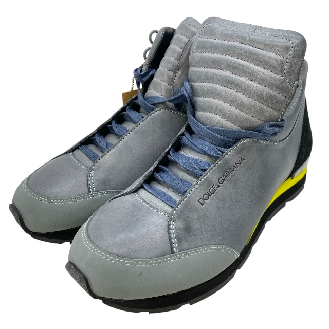 ドルチェ&ガッバーナ CS1120 ドルガバ D&G ハイカット スニーカー レースアップ ロゴ グレー レザーDOLCE&GABBANA [サイズ6(約25cm)]