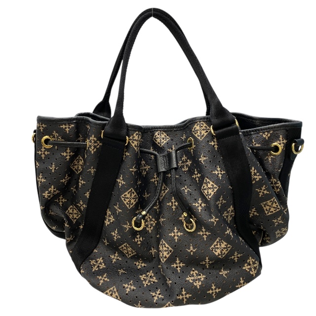 ラシット 2way ショルダーバッグ ハンドバッグ トートバッグ 巾着 バッグ パンチング キャンバス レザー ブラック ブラウン russet