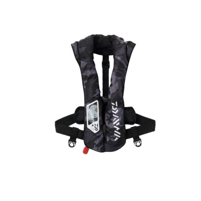ダイワ DF-2021 ウォッシャブルライフジャケット(肩掛けタイプ手動・自動膨脹式) ブラックカモ フリー
