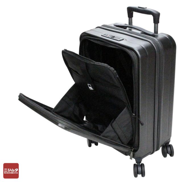 N'eeds! フロントドア式 キャリーケース 36L FO-C36 チャコールグレー スーツケース フロントオープン かばん ビジネス 旅行 出張 機内 持ち込み 拡張機能 軽量 頑丈 TSAロック 【N's】