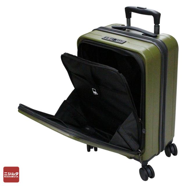 N'eeds! フロントドア式 キャリーケース 36L FO-A36 アボカドグリーン スーツケース フロントオープン かばん ビジネス 旅行 出張 機内 持ち込み 拡張機能 軽量 頑丈 TSAロック 【N's】