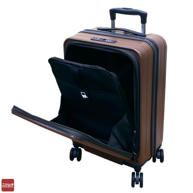 N'eeds! フロントドア式 キャリーケース 36L FO-B36 ココアブラウン スーツケース フロントオープン かばん ビジネス 旅行 出張 機内 持ち込み 拡張機能 軽量 頑丈 TSAロック 【N's】