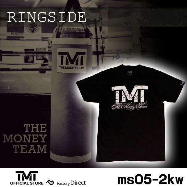 tmt-ms05-2kw ザ・マネーチーム Tシャツ RINGSIDE 黒ベース×白ロゴ フロイド・メイウェザー ボクシング メンズ ブラック プリント THE MONEY TEAM TMT ( おしゃれ 格闘技 スポーツ ブランド ティーシャツ 半袖 アメカジ 大きいサイズ )