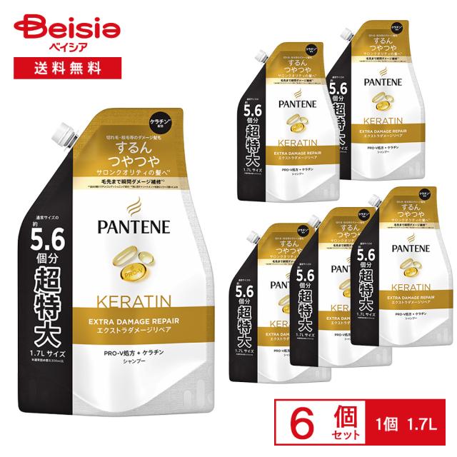 P&G パンテーン(PANTENE)  エクストラダメージケア シャンプー つめかえ超特大 1.7L 6個セット | 詰め替え 大容量 ダメージ 補修 ヘアケア 特大サイズ 詰替  しっとり さらさら