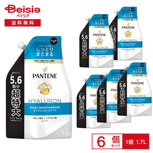P&G パンテーン(PANTENE)  モイストスムースケア シャンプー つめかえ超特大 1.7L 6個セット | 詰め替え 大容量 モイスト スムース ヘアケア 特大サイズ 詰替 しっとり まとまる 女性