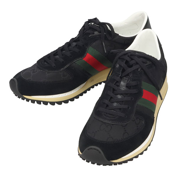 グッチ スニーカー メンズ GUCCI リモーションスニーカー 832461 AAEW3 1042 ブラック サイズ9 28cm相当
