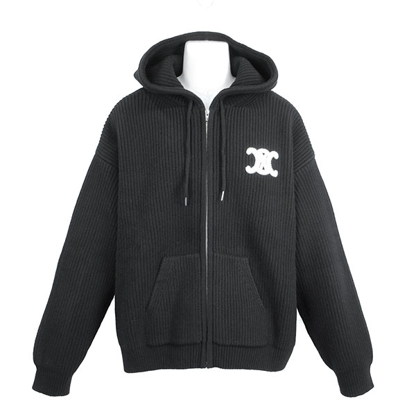 セリーヌ フード付きカーディガン CELINE RY0JF0ZTQ 38NO ブラック サイズL