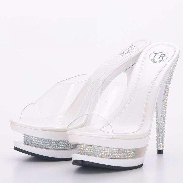 ドレス パーティードレス 結婚式 二次会 フォーマル用 キャバ ナイトワーク ステージ衣装 13.5センチヒール 厚底キラキラビジューサンダル ミュール