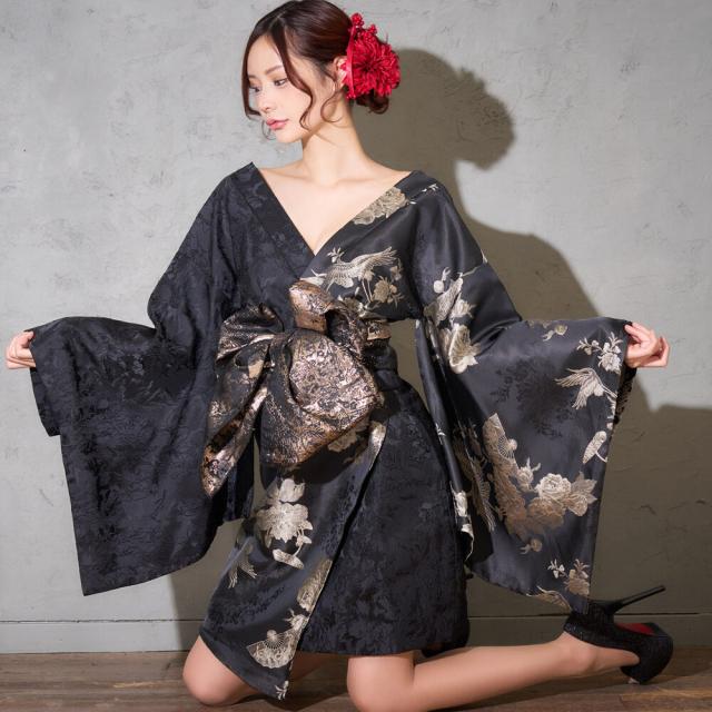 花魁コスプレ 着物コスプレ ステージ衣装 舞台衣装 イベント衣装 日本風 日本の伝統衣装 2色使い ワンピース 花魁着物ミニドレス