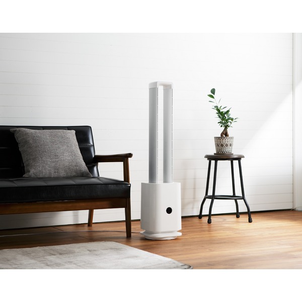 ツイン エアー サーキュレーター 約幅205mm ホワイト 空気清浄 UV照射機能付き 首振り機能 オフタイマー機能 風量調節9段階【代引不可】