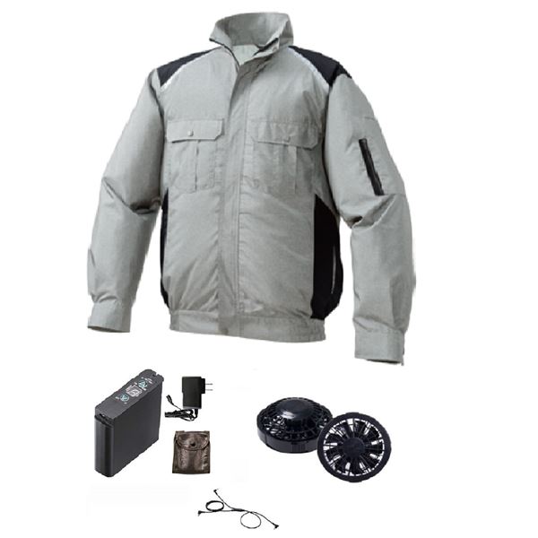 KU91820 空調服 R ポリエステル製 タチエリ FAN2200B・RD9261・LIPRO2セット シルバー×ブラック Mの通販はau PAY マーケット - 西新オレンジストア ...