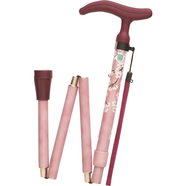 替えゴム付 折りたたみ式 ステッキ/杖 【桜ピンク】 対応身長140?160cm フジホーム アクティブグレース 〔プレゼント ギフト〕