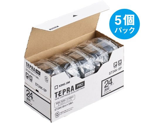 テプラPROテープエコパック24mm 透明 キングジム ST24K-5P