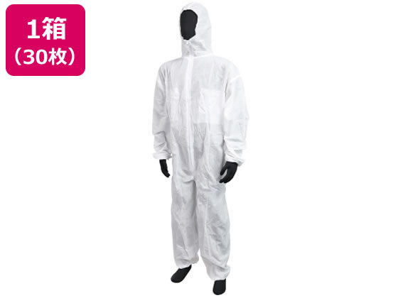 不織布つなぎ服 防塵タイプ 白 L 30枚 川西工業 7017
