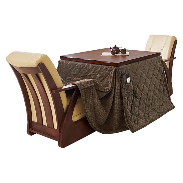 ダイニングコタツ４点セット　山城90ポカ4S ブラウン【山城90+ポカFH90BR+KOC-7058RB】