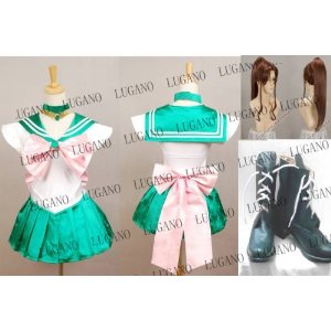 DK1905 LUGANO-- 美少女戦士 セーラームーン 木野真琴風　衣装+ウイッグ+靴  コスプレ衣装  完全オーダメイドも対応可能