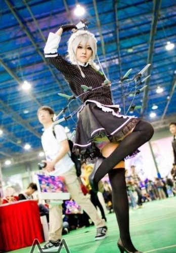 DK2477 東方project 月下美人 十六夜咲夜 風 衣装＋ウイッグ コスプレ衣装 完全オーダーメイド対応可能