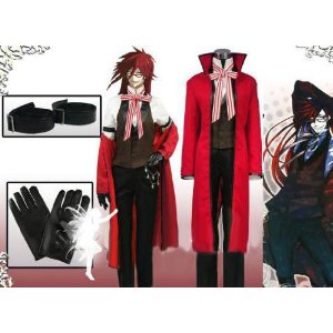 DK2098 黒執事★ グレル・サトクリフ 赤ver風　　コスチューム、コスプレ　　コスプレ衣装　　完全オーダメイドも対応可能