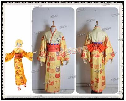 VOCALOID  ボーカロイド　歌姫計画 ProjecctDIVA-F　鏡音リン 和服 コスプレ衣装 高品質 Cosplay アニメ