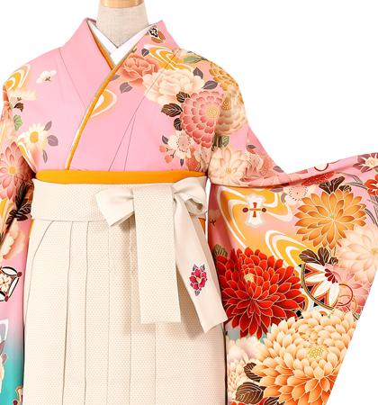 往復送料無料 全部揃って安心 大学 高校 小学生  2泊3日 卒業式袴 レンタル セット ピンク地 No.055-0174-M/L/2L