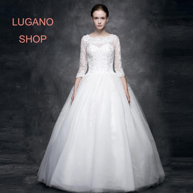 欧米デザイン2017　 ウェディングドレス.ドレス.プリンセス..結婚式.演奏会.　ベール・グローブ・パニエ無料付き