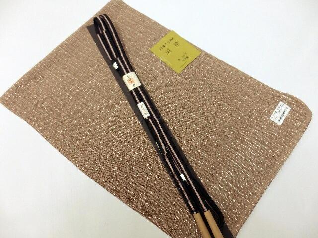 丸組　天然石　正絹　日本製【正絹帯締め・帯揚げセット】黒茶地no13