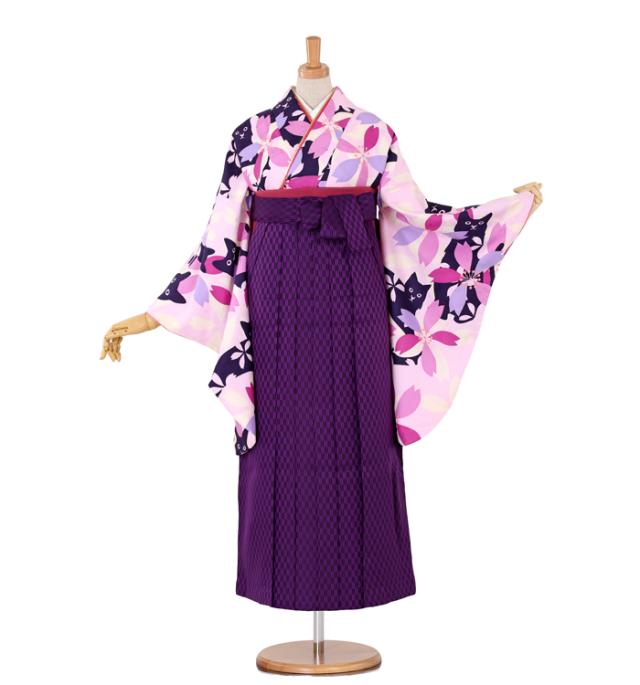 往復送料無料 全部揃って安心 大学 高校 小学生  2泊3日 卒業式袴 レンタル セット ピンク地 No.055-0056