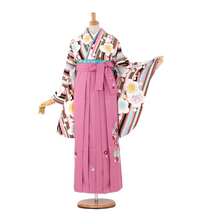 往復送料無料 全部揃って安心 大学 高校 小学生  2泊3日 卒業式袴 レンタル セット JAPAN STYLE 茶色地 No.055-0142