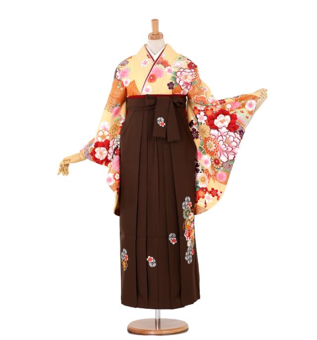 往復送料無料 全部揃って安心 大学 高校 小学生  2泊3日 卒業式袴 レンタル セット クリーム地 No.055-0098