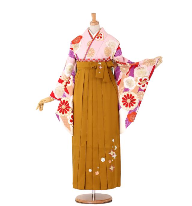 往復送料無料 全部揃って安心 大学 高校 小学生  2泊3日 卒業式袴 レンタル セット 山本美月 デザイン ピンク地 No.055-0155