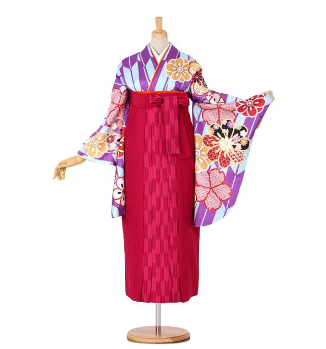 往復送料無料 全部揃って安心 大学 高校 小学生  2泊3日 卒業式袴 レンタル セット 水色地 No.055-0030