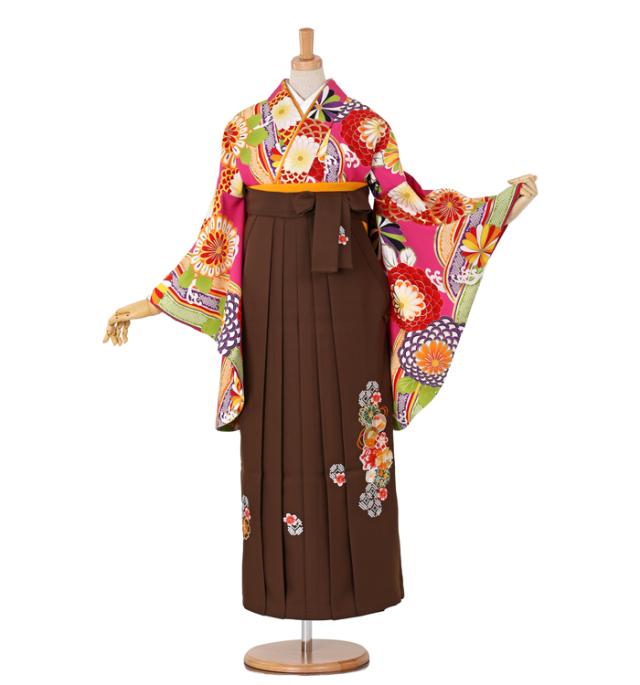 往復送料無料 全部揃って安心 大学 高校 小学生  2泊3日 卒業式袴 レンタル セット ピンク地 No.055-0042