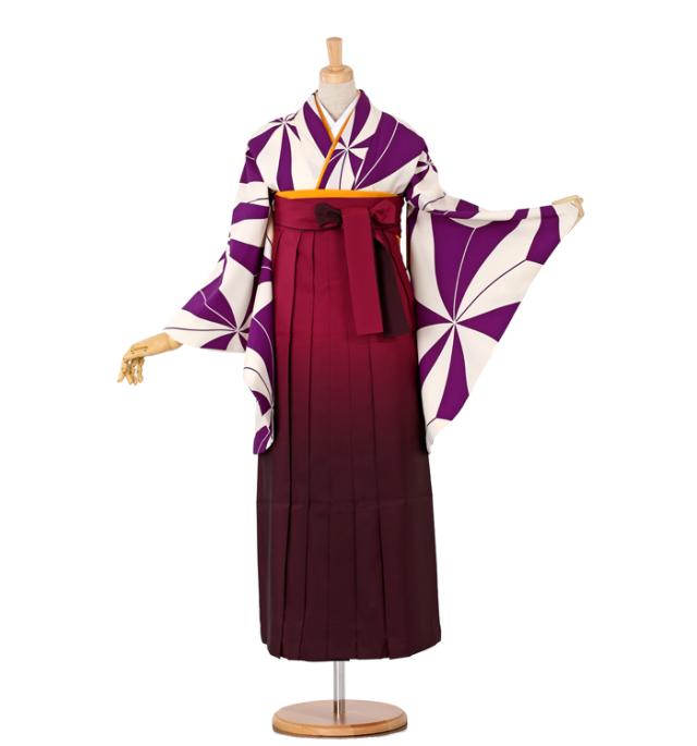 往復送料無料 全部揃って安心 大学 高校 小学生  2泊3日 卒業式袴 レンタル セット 紫地 No.055-0046