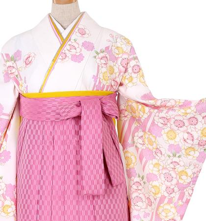 往復送料無料 全部揃って安心 大学 高校 小学生  2泊3日 卒業式袴 レンタル セット 白地 No.055-0068