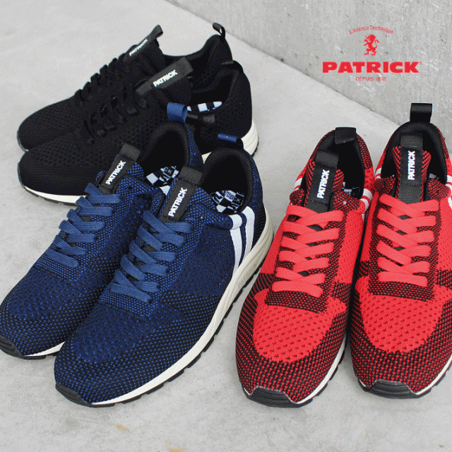 交換返品送料無料 パトリック スニーカー PATRICK キングバード ニット KINGBIRD-NT ブラック BK (530841) ネイビー NV (530842) レッド RD (530847)