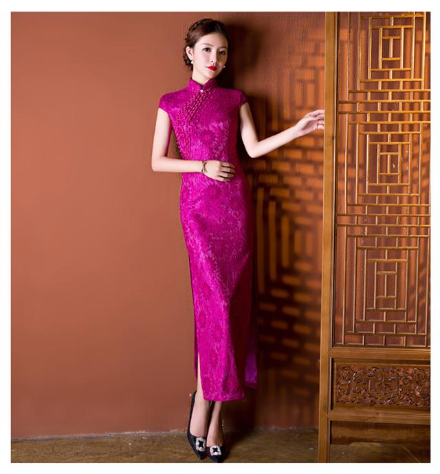 高品質 チャイナ服 パーティドレス ロングドレス チャイナドレス ナイトドレス ワンピ スリット 宴会 二次会 発表会 舞台 撮影 D098