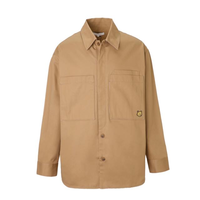 [あす着] メゾンキツネ MAISON KITSUNE シャツジャケット メンズ OVERSHIRT WITH BOLD FOX HEAD PATCH IN COTTON GABA