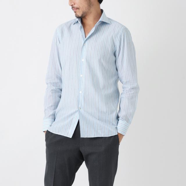 [あす着] ボリエッロ BORRIELLO ワイドカラー シャツ セミワイドカラー フレンチカラー メンズ MARECHIARO SLIM FIT