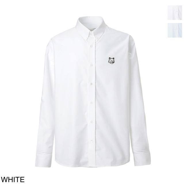 [あす着] メゾンキツネ MAISON KITSUNE 長袖レギュラーカラーシャツ カジュアルシャツ メンズ CONTOUR FOX HEAD CASUAL BD SHIRT