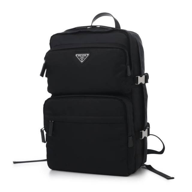 [あす着] プラダ PRADA バックパック リュックサック メンズ RE-NYLON×SAFFIANOLEATHER