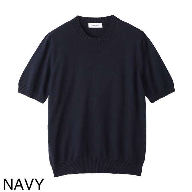 あす着] グランサッソ Gran Sasso クルーネック半袖ニット メンズ