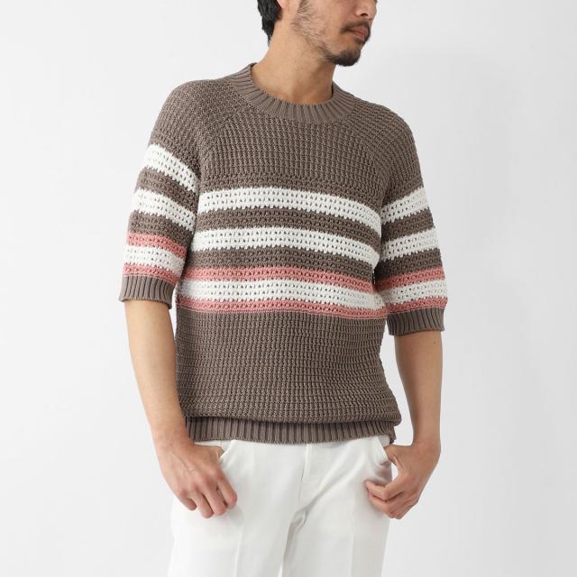 [あす着] タリアトーレ TAGLIATORE クルーネック 半袖ニット メンズ TITUS