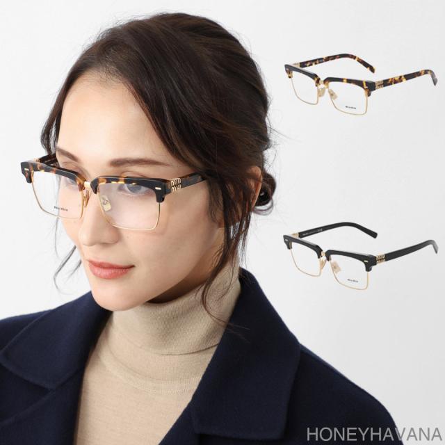 [あす着] ミュウミュウ miu miu 眼鏡 メガネ レディース VAU1O1/16K1O1 スクエア サーモントブロー メタルロゴ