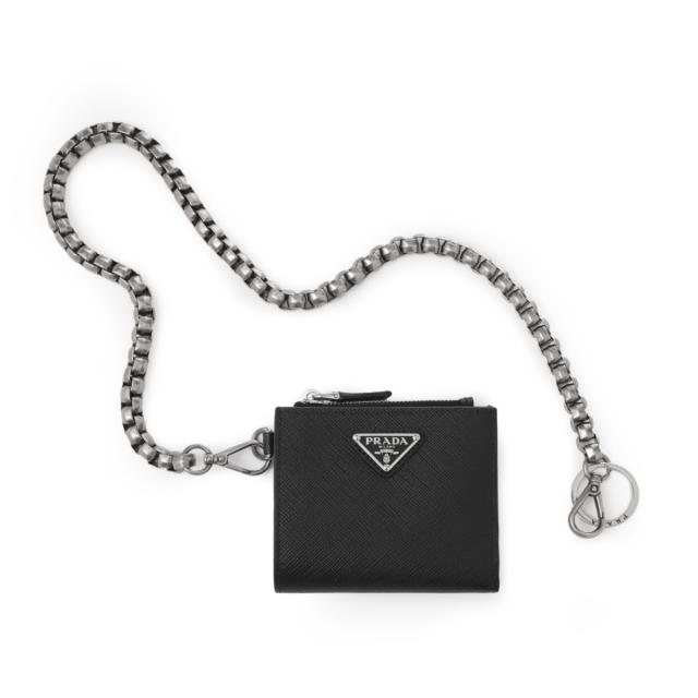 [あす着] プラダ PRADA 2つ折り財布 小銭入れ付き チェーン付き ウォレット メンズ